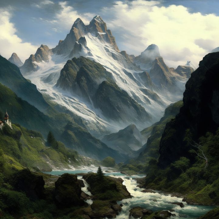 Swiss Alps realistic style - AI art - Architect - Drawings ...