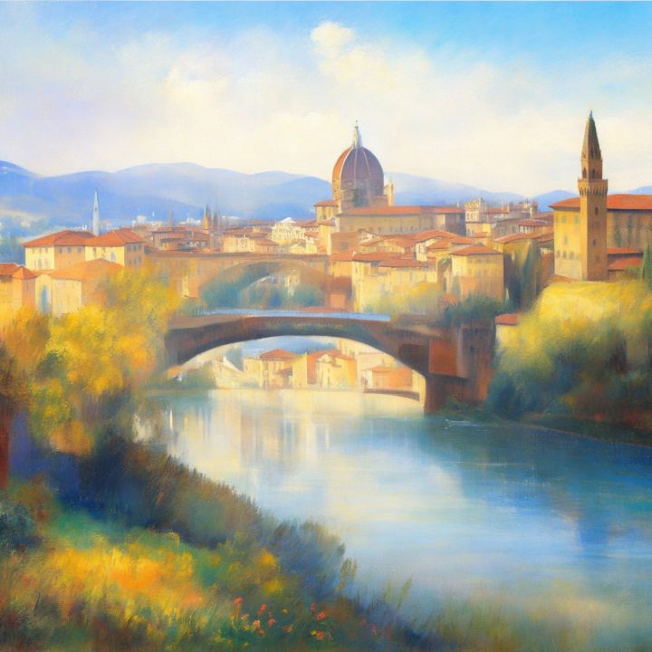 Florence landscape, 19th century - Architect - Drawings & Illustration ...