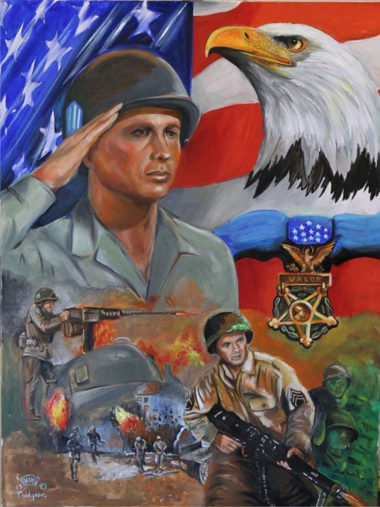 AUDIE MURPHY-HERO - PORTRAITURE BY KEN - Paintings & Prints, People ...