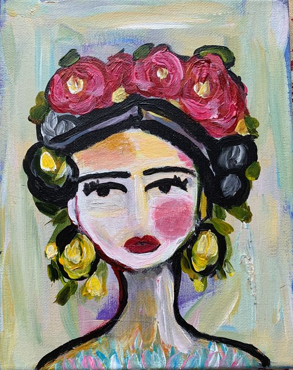 Abstract Portrait of Frida with Rose - M L Sanders & Company ...