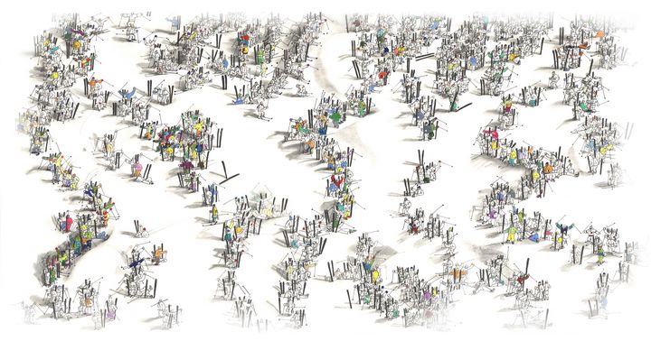 skiers - daniel lewis - Drawings & Illustration, Sports & Hobbies ...