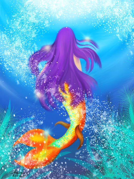 Mermaid Fantasy Girl Female Beautiful Woman Mermaid With Fish Tail