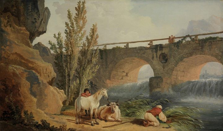 Hubert Robert~Bridge over a Cascade - Classical art - Paintings ...