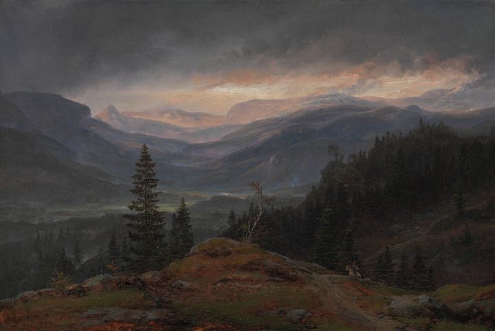 Johan Christian Dahl~View over Halli - Classical art - Paintings ...