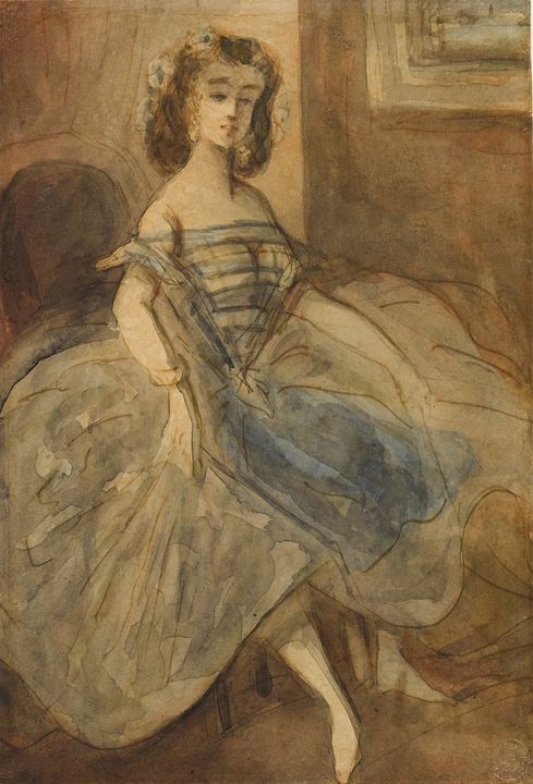 Constantin Guys~Dancer in a Hoop Ski - Classical art - Paintings ...