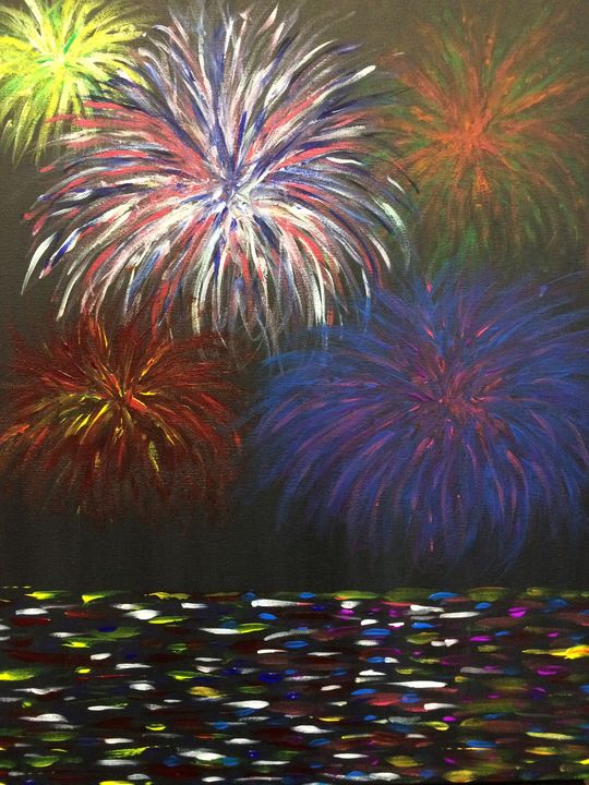 Fireworks on The Lake - Abstract Accents - Paintings & Prints, Holidays ...