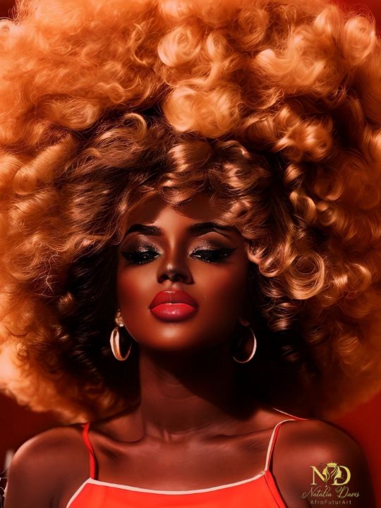 Golden Curls - Natalia Davis AfroFuturArt - Digital Art & AI, Ethnic ...
