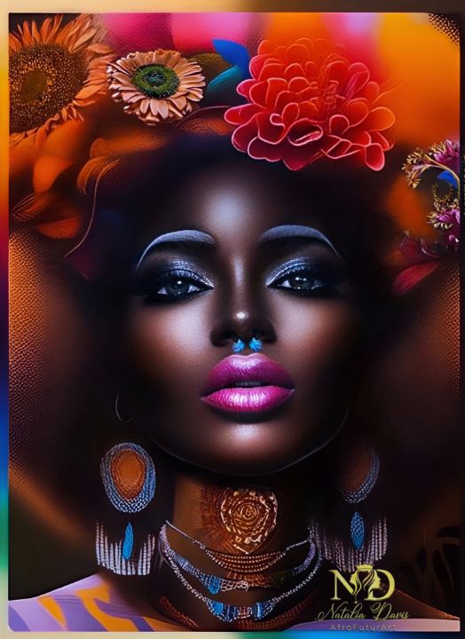 Afro Vibrant Beauty - Natalia Davis AfroFuturArt - Digital Art & AI ...
