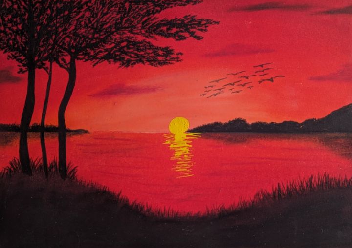 Warm Sunset by the Lake - Doodles by Dave - Drawings & Illustration ...
