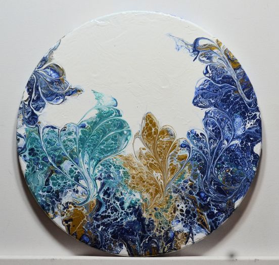 BLUES AND GOLD - LENNEA STUDIO - Paintings & Prints, Abstract, Organic ...