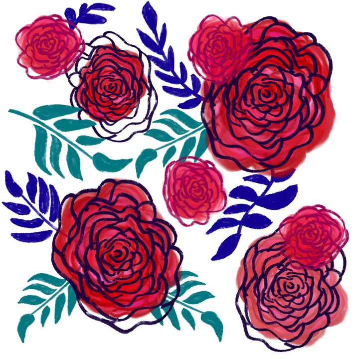 Abstract Rose Drawings