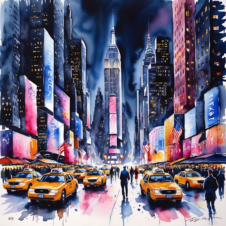 New York city by night - Wall Wonder Studio - Paintings & Prints ...