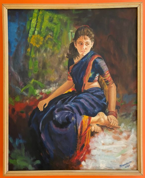 Woman In Saree - Rima's - Paintings & Prints, People & Figures, Female ...
