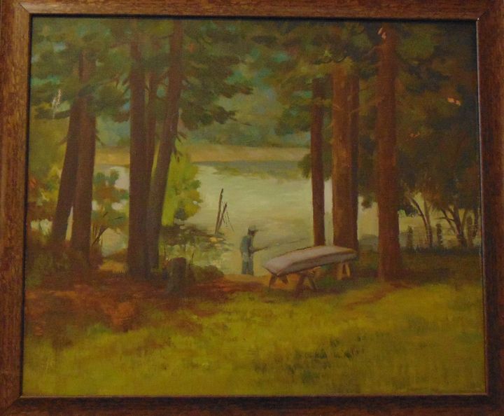 Old Man Fishing - Bill Harris Art - Paintings & Prints, Landscapes ...