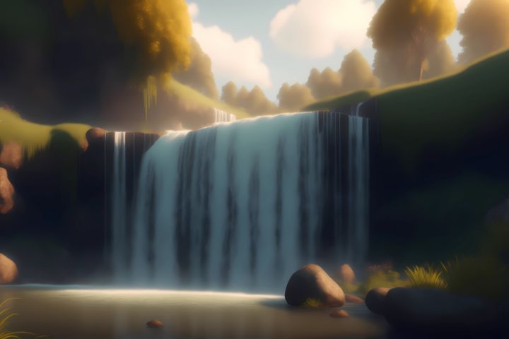 Glistening Falls I - Akoni Art - Digital Art & AI, Landscapes & Nature ...