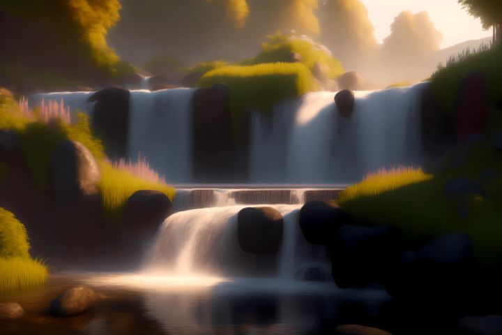 The Glistening Falls II - Akoni Art - Digital Art & AI, Landscapes ...