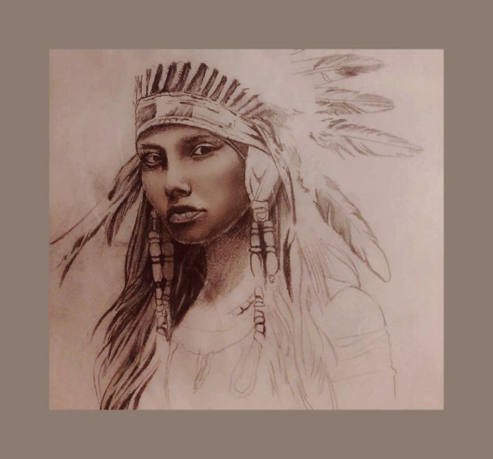 Indigenous woman - LaFleur - Drawings & Illustration, Ethnic, Cultural ...