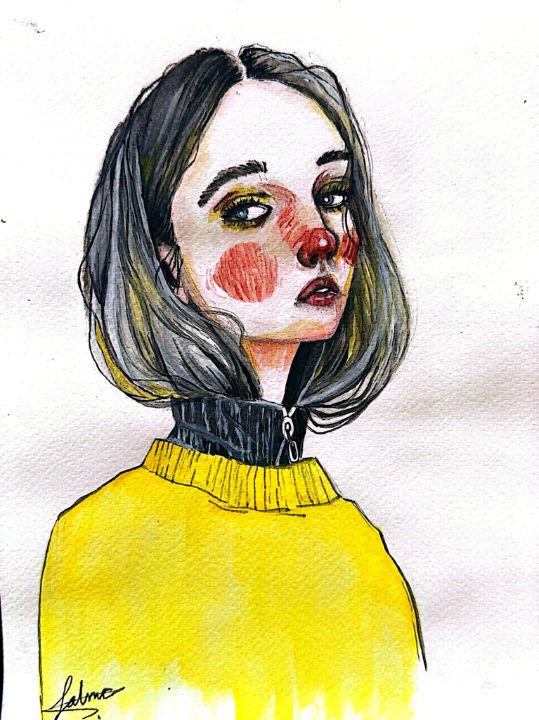 Falling Into Myself - Watercolor by FM - Paintings & Prints, People ...
