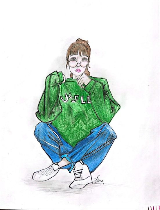 Nonchalant - Watercolor by FM - Drawings & Illustration, People ...