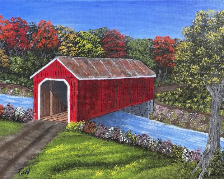Covered Bridge - W. Reed - Paintings & Prints, Landscapes & Nature ...