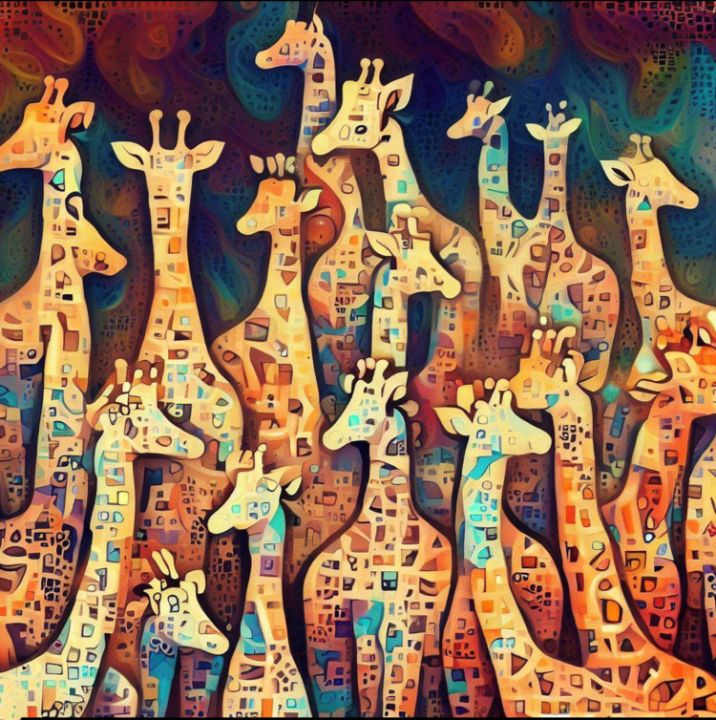 Giraffe pack group - OpenWallGallery - Digital Art & AI, Animals, Birds ...