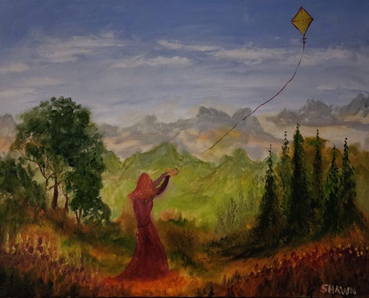 Person and Kite - Shawny Fin - Paintings & Prints, People & Figures ...
