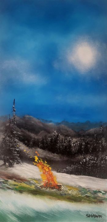 A Fire For All To See - Shawny Fin - Paintings & Prints, Landscapes ...