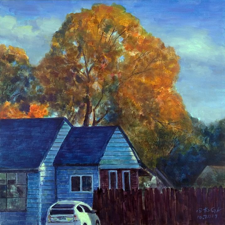 Blue house - GXL's paintings - Paintings & Prints, Buildings ...