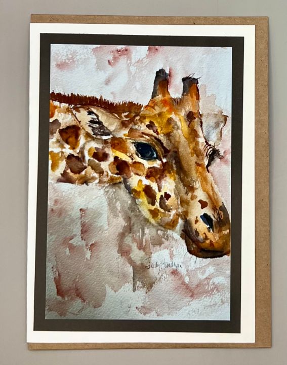 Giraffe Looking in Notecard N0049 - watercolorsbyjudy - Paintings & Prints, Animals, Birds ...