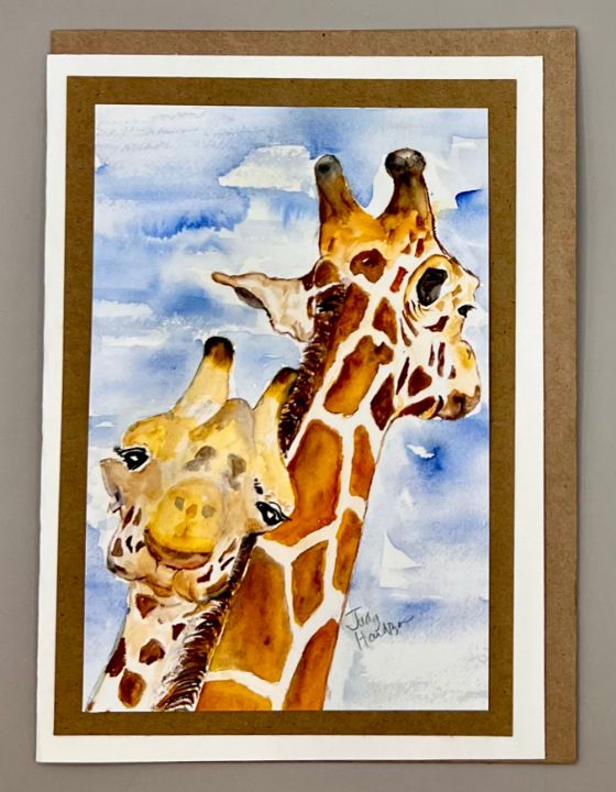 Loving Giraffe Pair Notecard N0045 - watercolorsbyjudy - Paintings & Prints, Animals, Birds ...