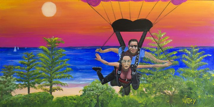 Skydiving Suttons Beach - Helen Joy - Paintings & Prints, People ...
