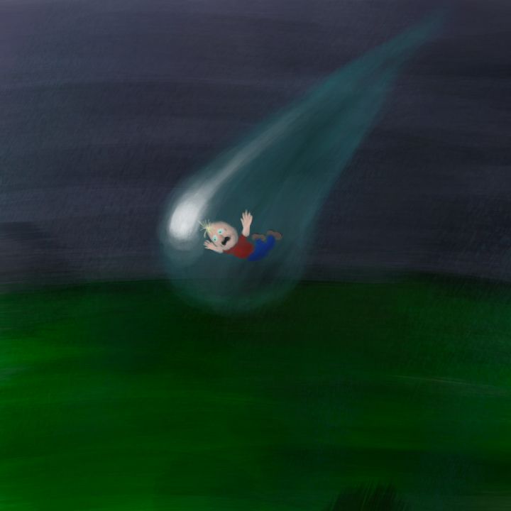 Boy Falling in Raindrop - Panyck - Paintings & Prints, Childrens Art ...