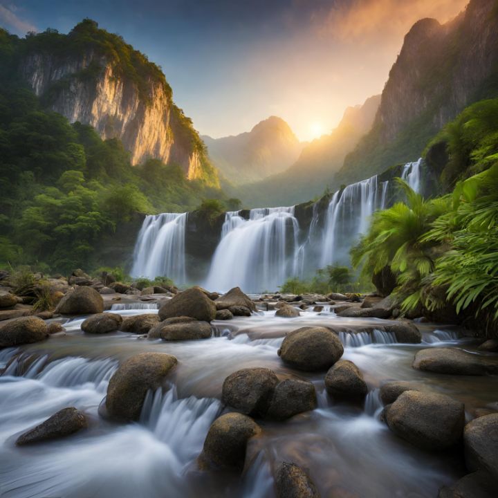 Waterfall Sunrise - Redick Designs - Digital Art & AI, Landscapes ...
