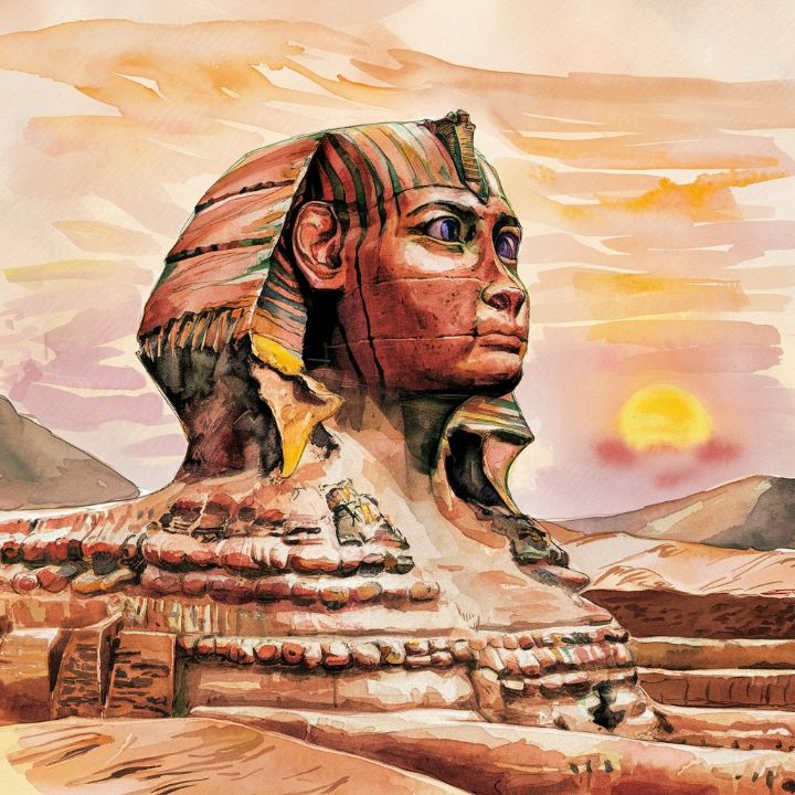 Attractive picture of the Sphinx - Watercolor Vision Studio - Digital ...