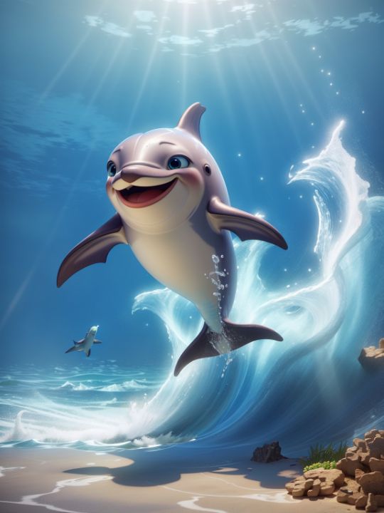 Little Girl Screaming And Smiling Dolphin