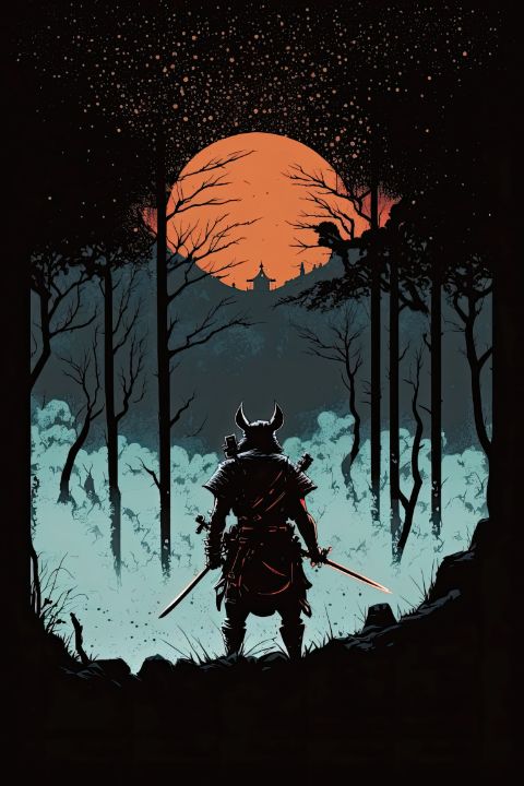 Samurai at night - eM - Digital Art & AI, Ethnic, Cultural, & Tribal, Asian & Indian, Japanese ...