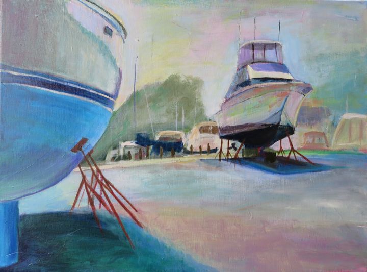 Boat Yard - Limor Dekel - Paintings & Prints, Sports & Hobbies, Boating ...