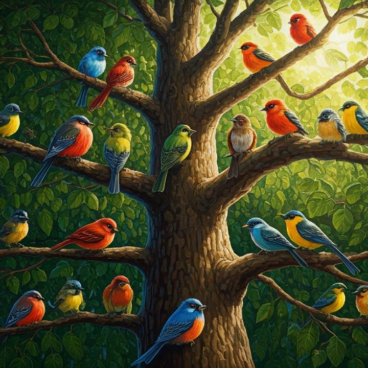 Birds in tree - Creative creation - Paintings & Prints, Animals, Birds ...