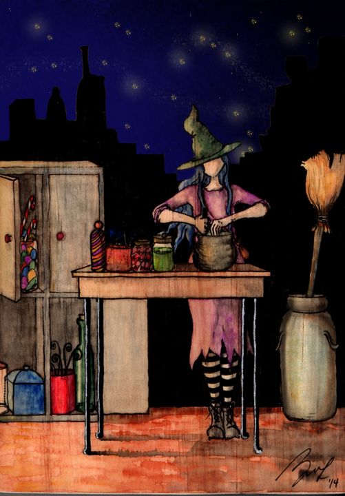 Witch Making Candy - Beatriz Rivera Vargas Fine Art - Digital Art & AI ...