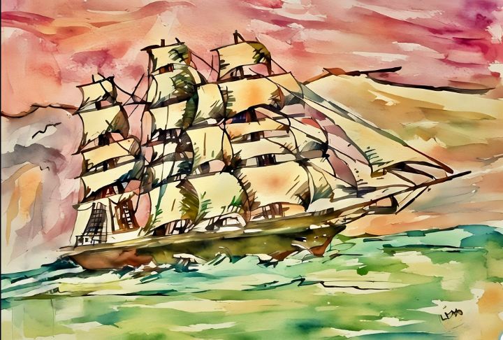 Cutty Sark Sunset - smudged inspirations - Paintings & Prints, Vehicles ...