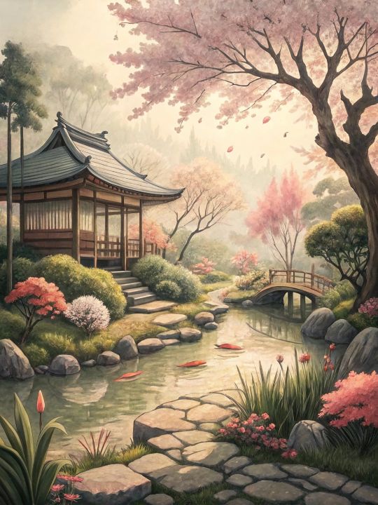 Japanese Garden Sakura Spring Zen - Artful Vision - Digital Art & AI ...