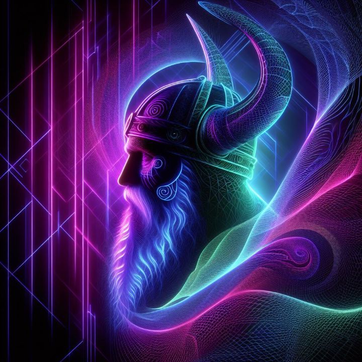 Viking in Blue Neon (AI Artwork) - New One - Digital Art, Fantasy ...