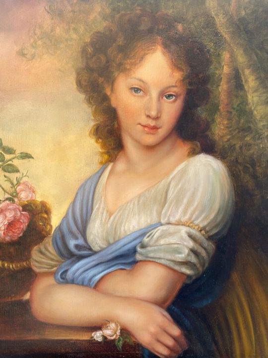 The girl with the flowers - iris du mal - Paintings & Prints, People ...