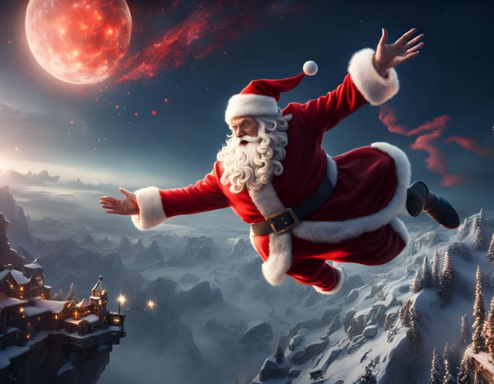 Flying Santa Claus - Evio's Gallery - Digital Art & AI, Holidays ...