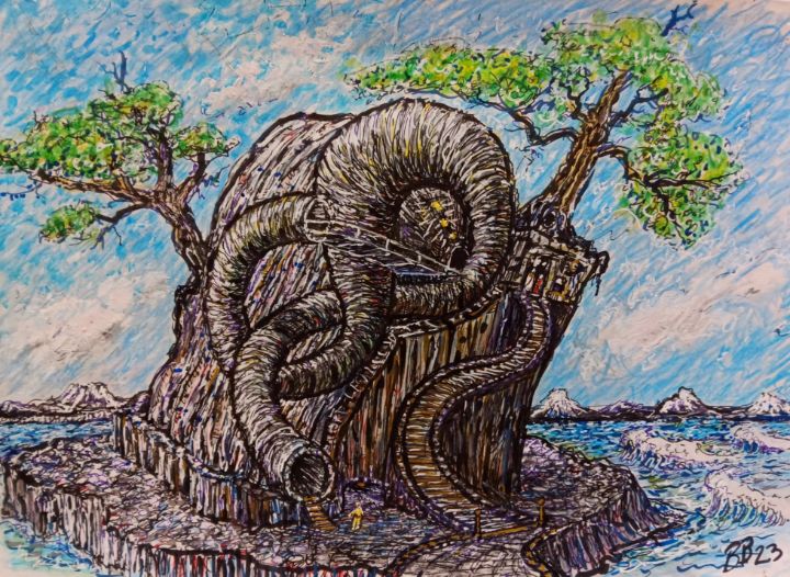 No Man Is An Island - Bob Bunch - Drawings & Illustration, Landscapes ...