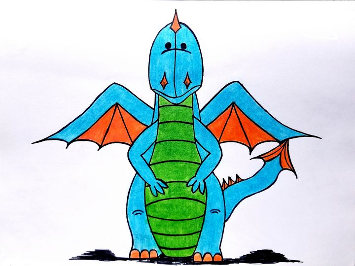 Cute Blue Dragon - Art by MJ - Drawings & Illustration, Fantasy ...