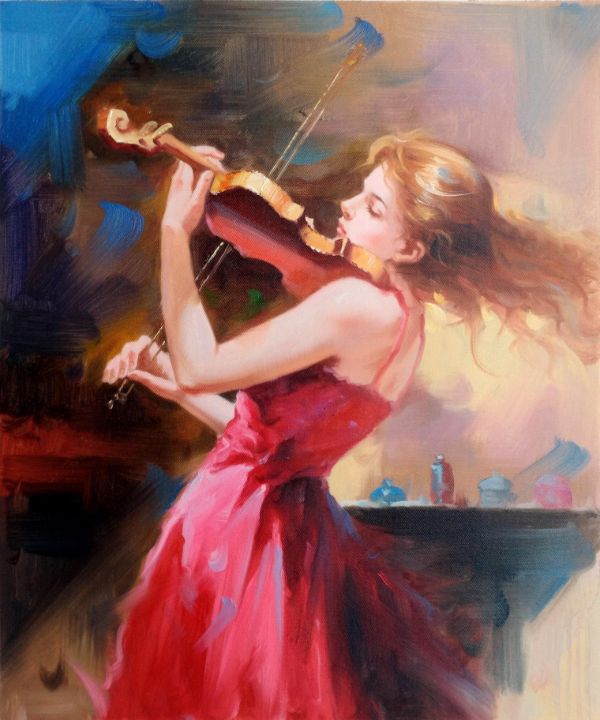 Playing violin 001D - Artseasy - Paintings & Prints, People & Figures ...