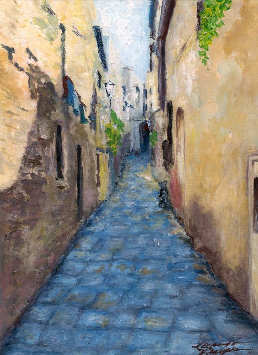 Old Mountain Town in Italy - Leonardo Ruggieri Fine Art Paintings ...
