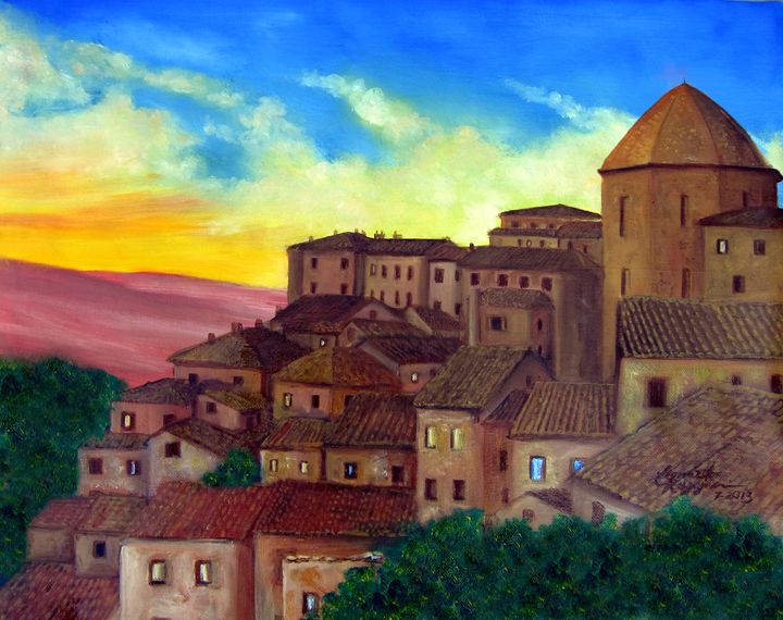 Tuscan Rooftops - Leonardo Ruggieri Fine Art Paintings - Paintings ...