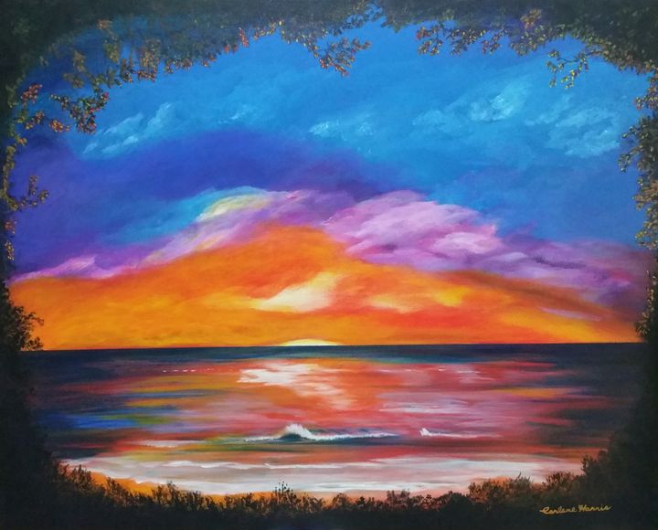 The Wave At Sunset - Fun With Art - Paintings & Prints, Landscapes ...